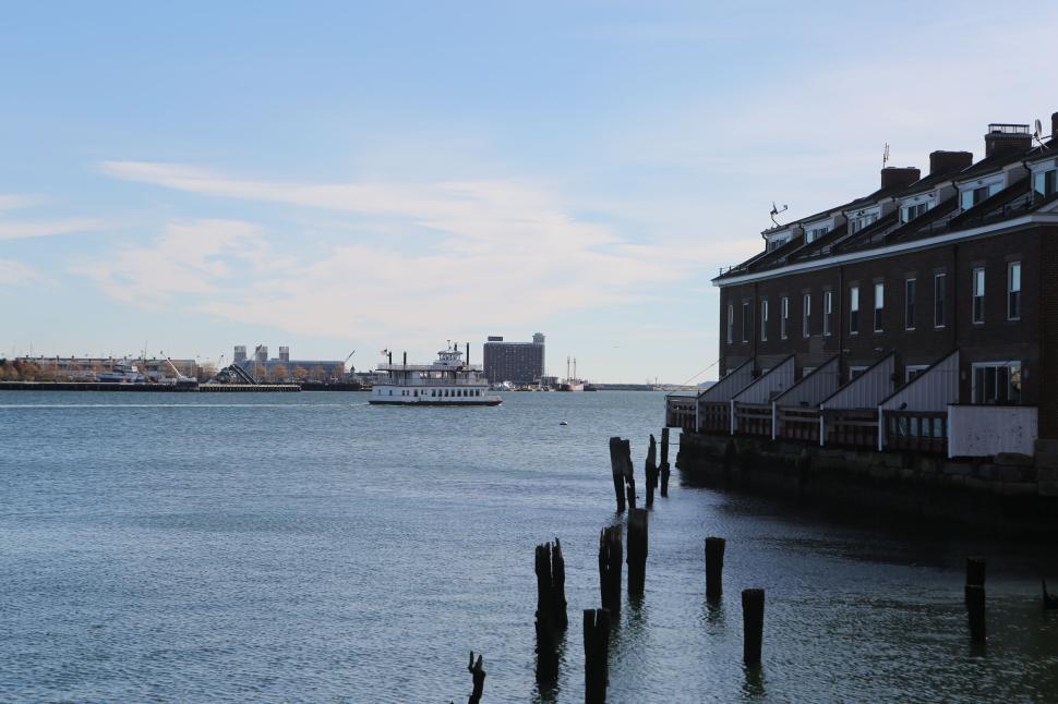Free Stock Photo of Waterfront buildings with distant view of harbor ...