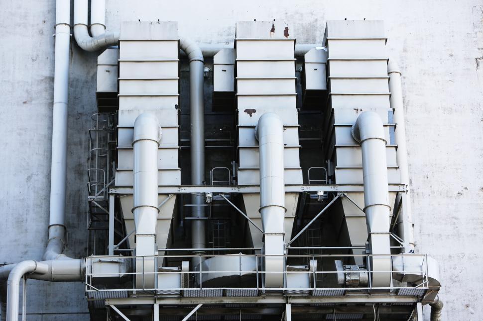 Free Stock Photo of Industrial HVAC units with pipes and ducts on a ...