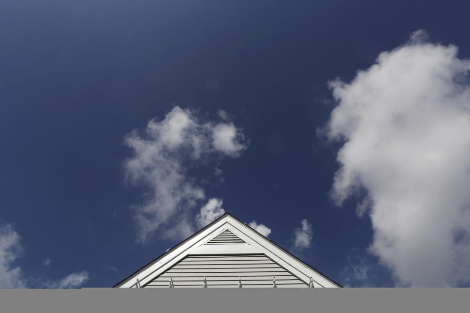 Free Stock Photo of White house gable with hooks against blue cloudy ...