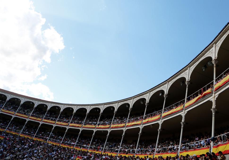Free Stock Photo of Bullring stadium with crowd and colorful flags ...