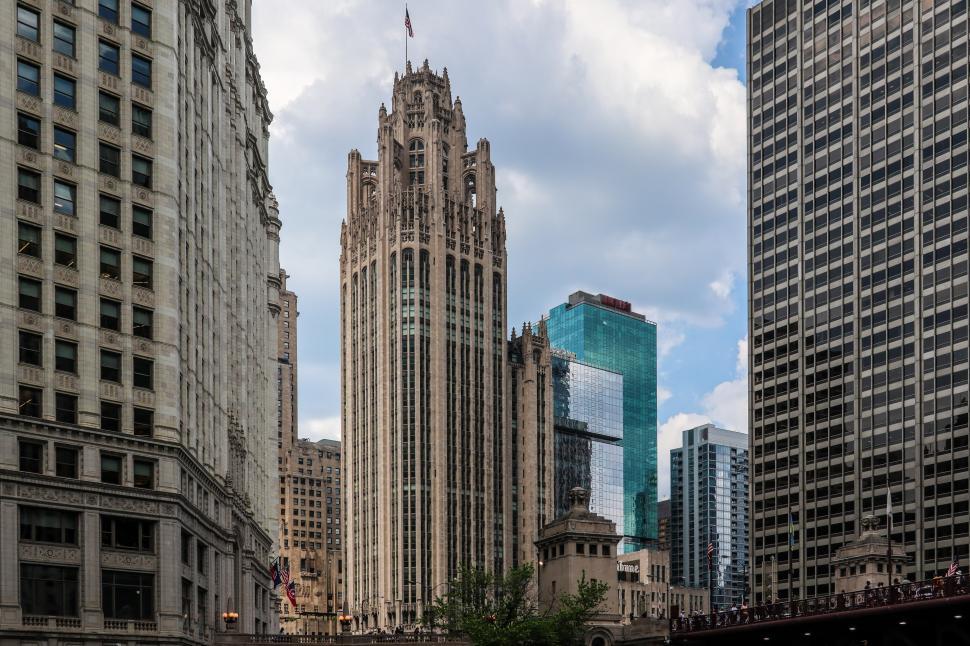 Free Stock Photo of Gothic skyscrapers amidst modern buildings under ...