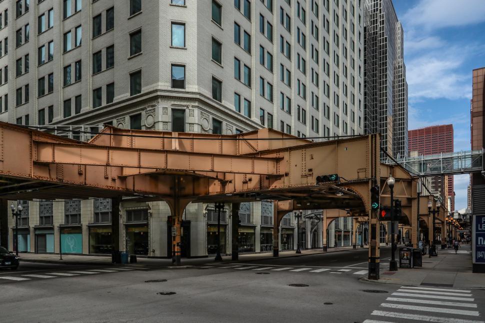 Free Stock Photo of Urban intersection beneath elevated train tracks in ...
