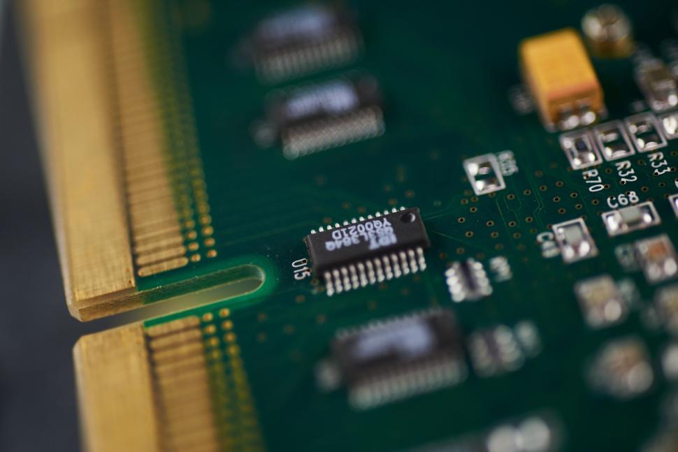 Free Stock Photo of Close-up of a circuit board showing gold connectors ...