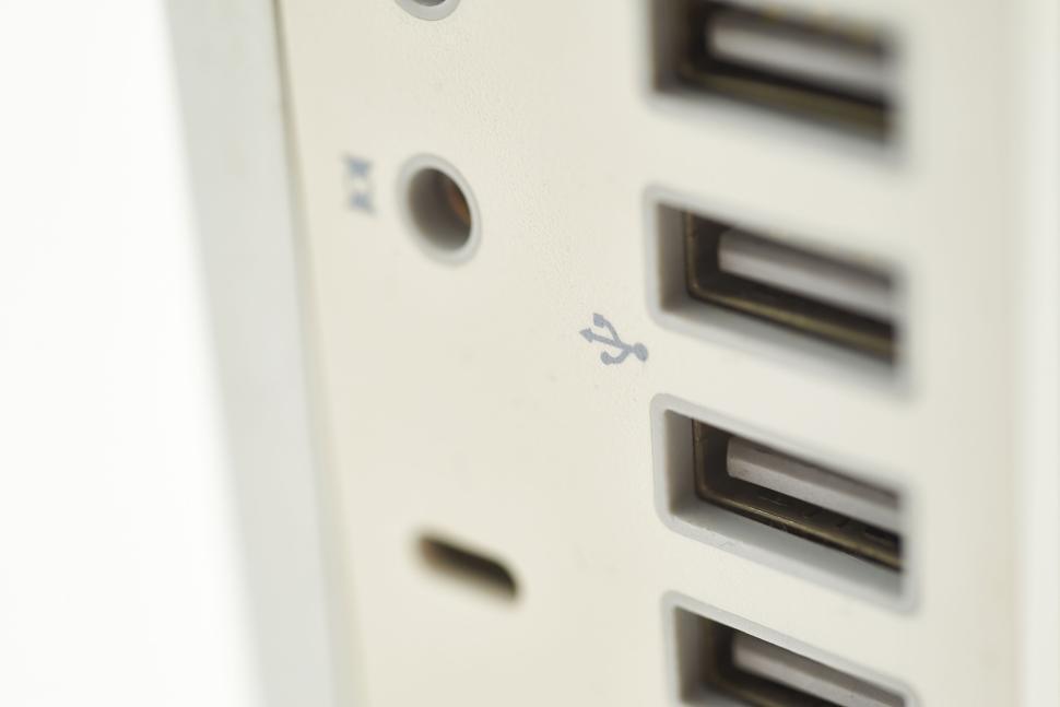 Free Stock Photo of Top-down view of USB ports on a white electronic ...