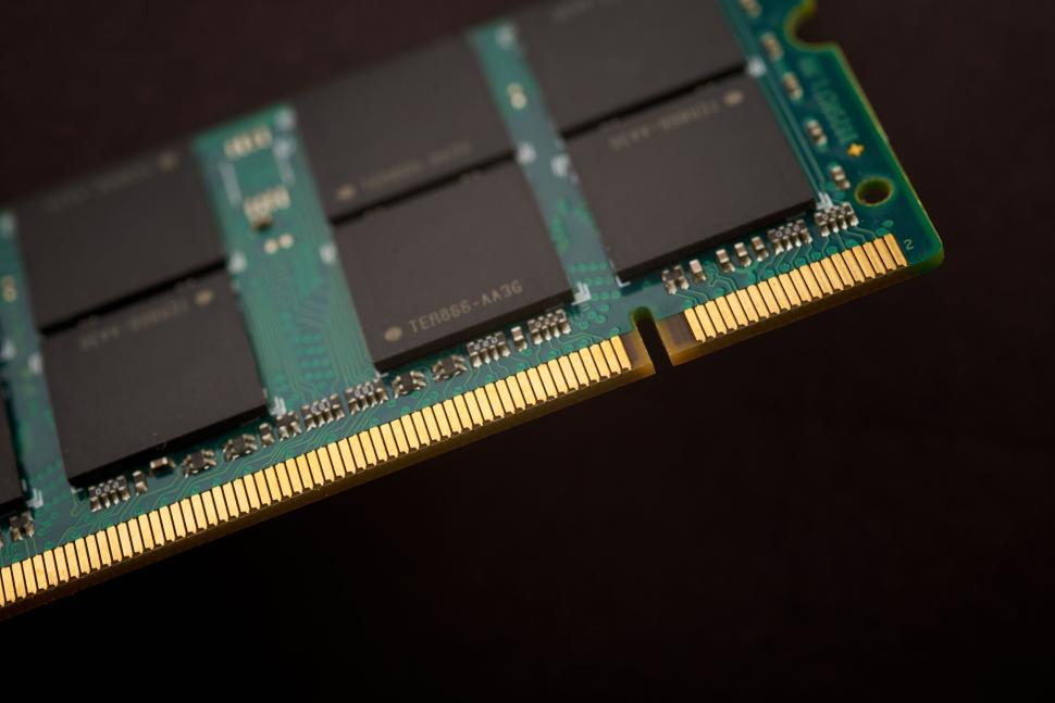 Free Stock Photo of Close-up of a computer RAM module with gold contact ...