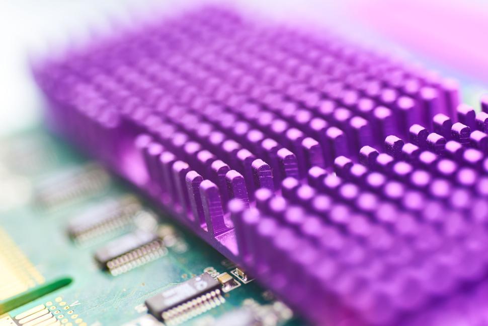 Free Stock Photo of Modern electronic component with purple heatsink ...