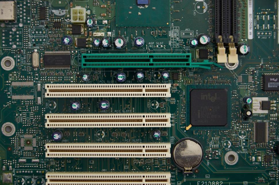 Free Stock Photo of Detailed view of a computer motherboard with various components. | Download ...