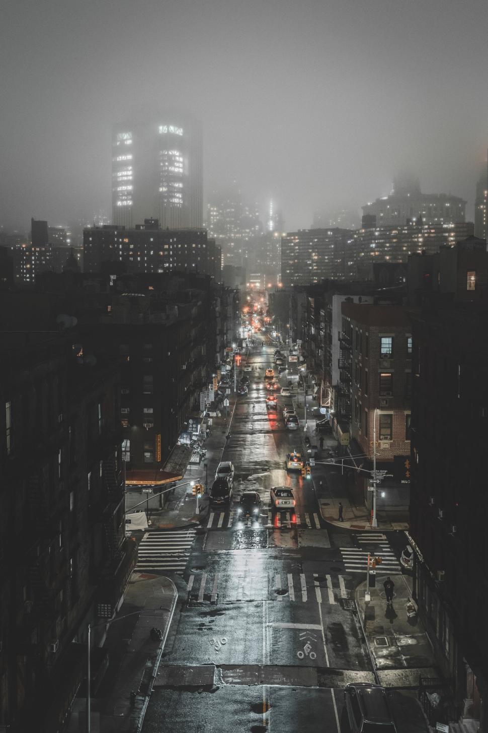 Free Stock Photo of Rainy night street with slick roads and shining ...