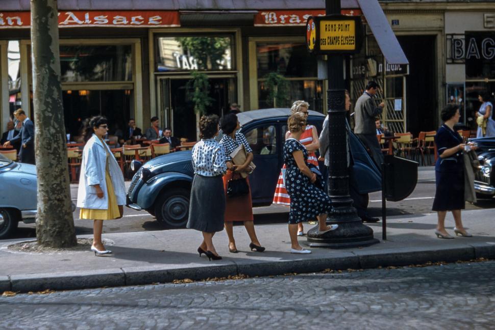 Free Stock Photo of Women waiting at street intersection with vintage ...