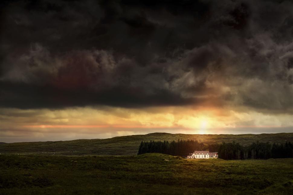 Free Stock Photo of Dramatic landscape with ominous clouds and a ...