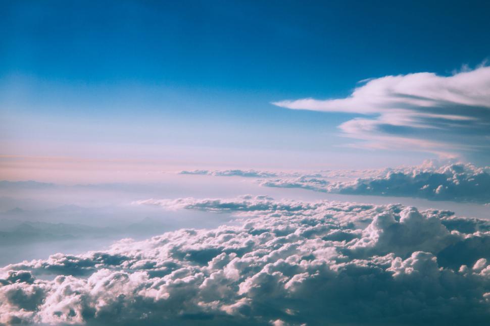 Free Stock Photo of Stunning aerial view of clouds and sky during early ...