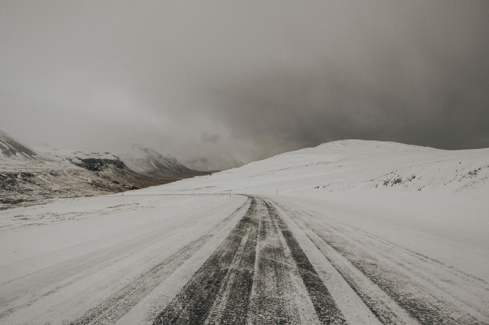 Free Stock Photo of Snowy road stretching through a barren winter ...