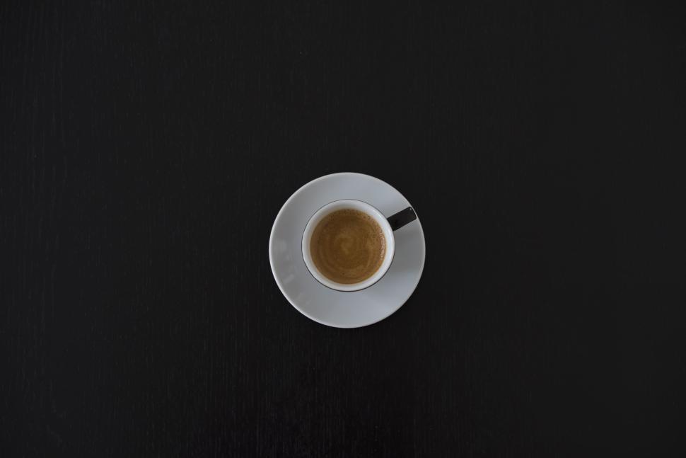 Free Stock Photo of Overhead view of a single espresso centered on a ...