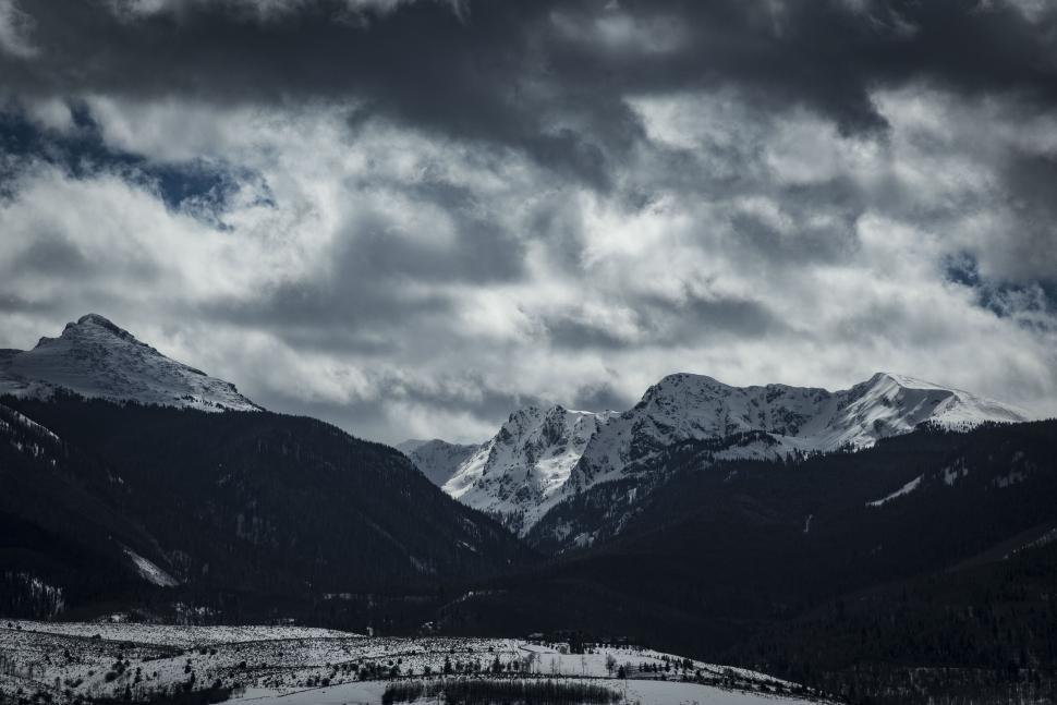 Free Stock Photo of Overcast mountain range with dramatic cloudy sky ...