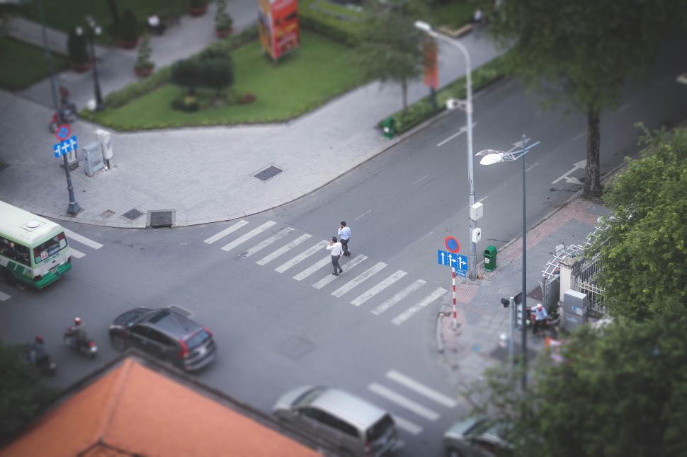Free Stock Photo of Top view of a crosswalk with people crossing street ...