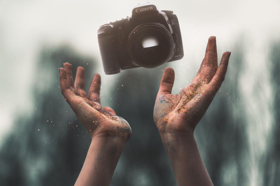 Free Stock Photo of Floating camera above hands creating a magical ...