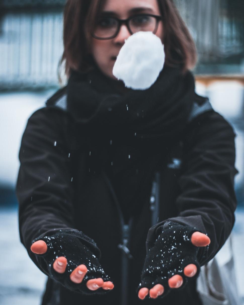 Free Stock Photo of Person extending hands to catch falling snowflakes ...