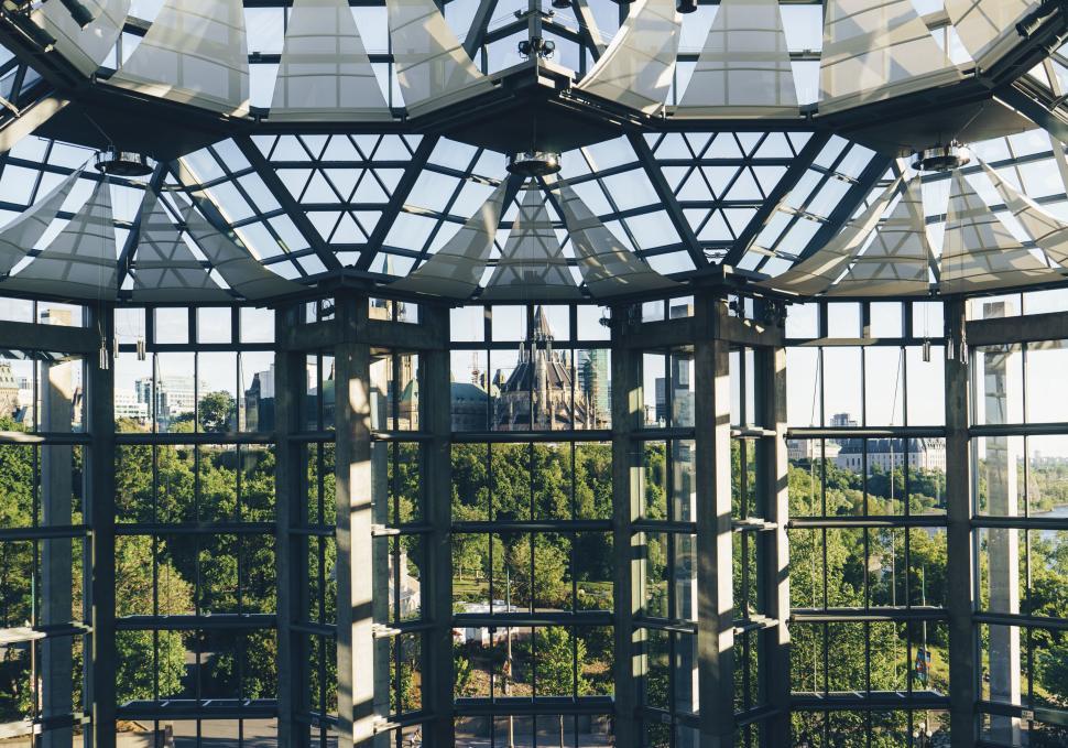 Free Stock Photo of Modern architectural glass structure with nature ...