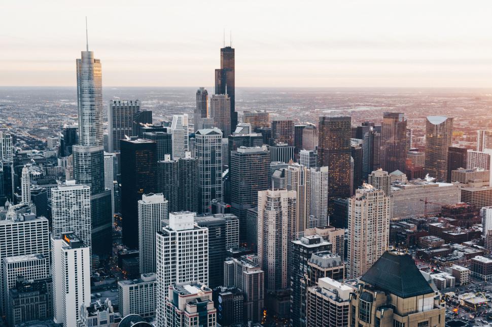 Free Stock Photo of Panoramic view of Chicago skyline at sunset ...