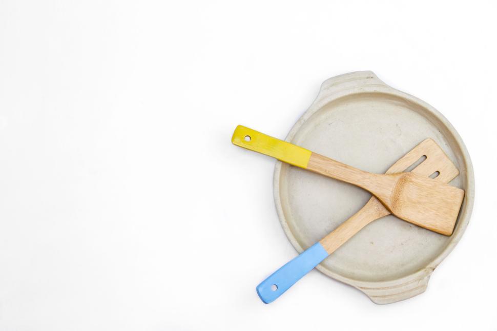 Free Stock Photo of Colorful wooden utensils on ceramic plate ...
