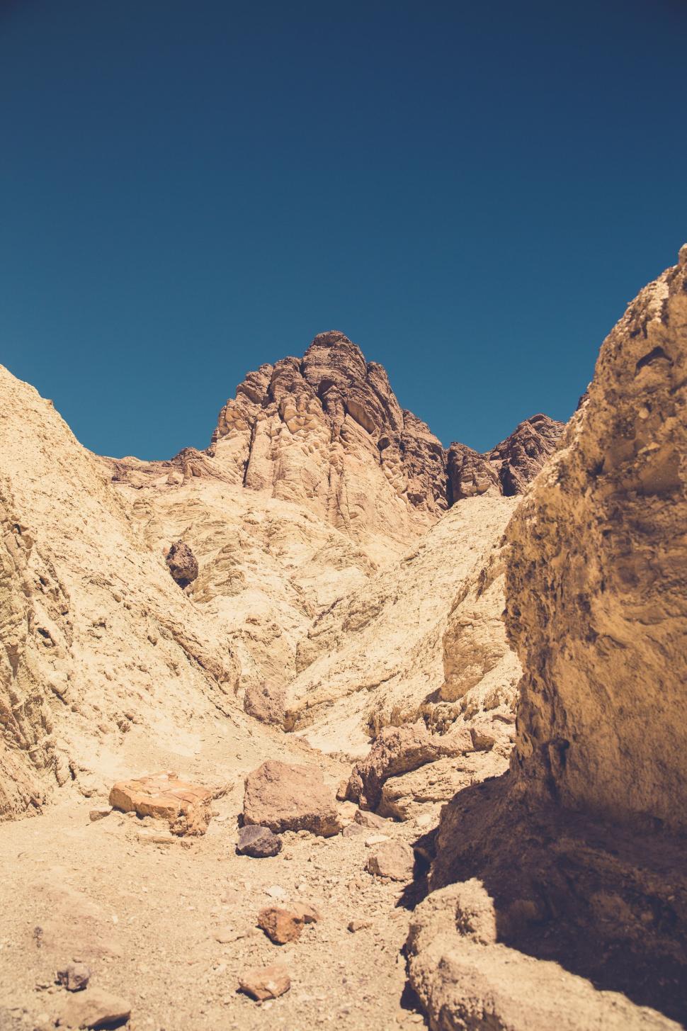 Free Stock Photo of Narrow rocky canyon pathway under clear blue sky ...