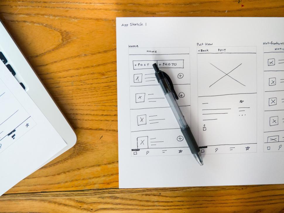 Free Stock Photo of Hand-drawn wireframe sketches for a mobile app ...