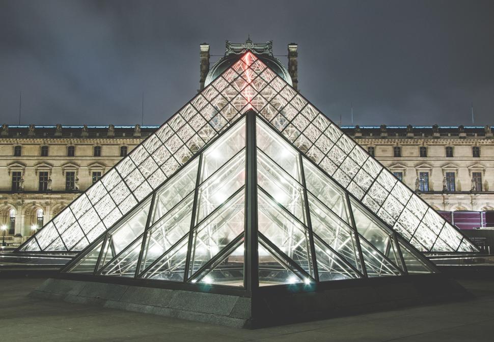 Free Stock Photo of Glass pyramid in front of Louvre Museum under ...