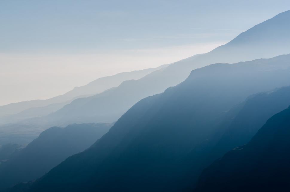 Free Stock Photo of Layered mountain ranges fading into the distance in ...