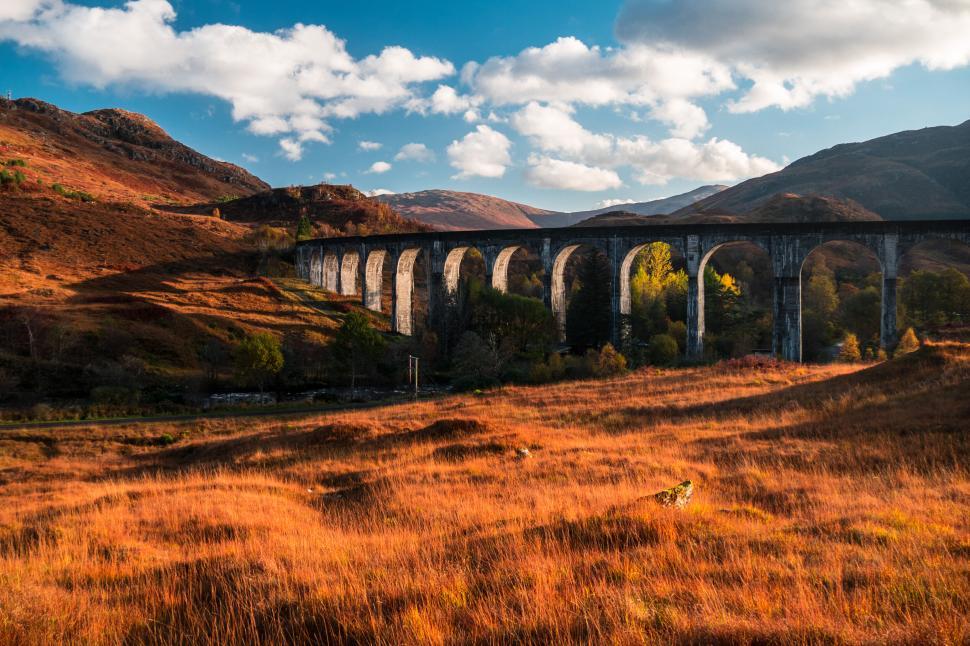 Free Stock Photo of Beautiful viaduct stretching across a valley at ...
