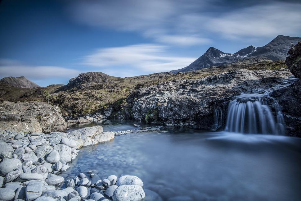 Free Stock Photo of Peaceful river flowing in mountainous landscape ...