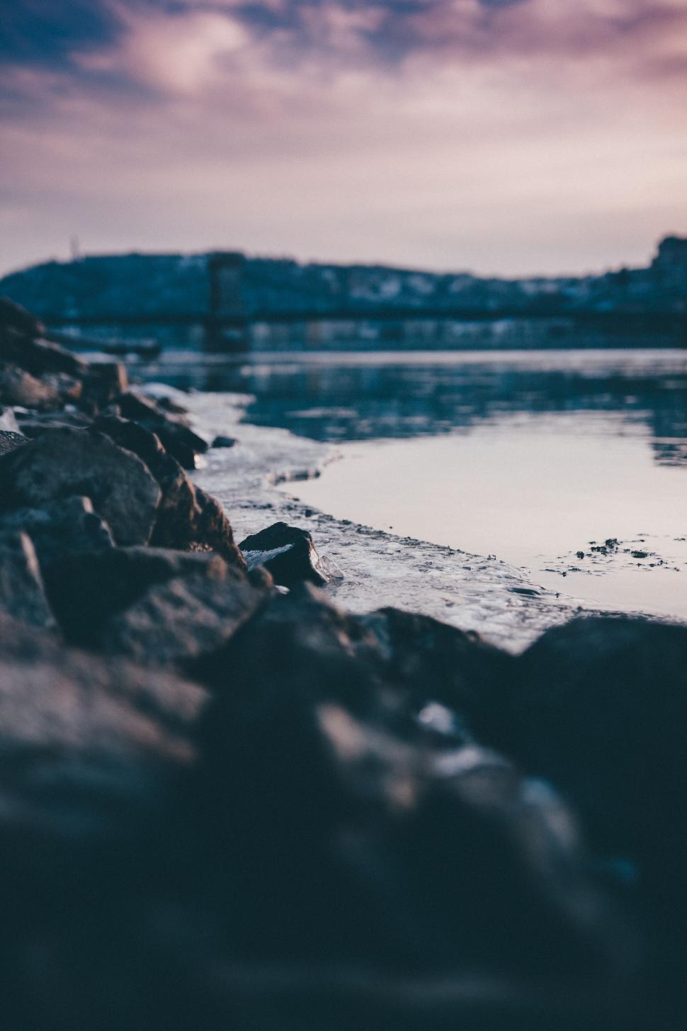 Free Stock Photo of Rocky shoreline with calm waters at sunset time ...