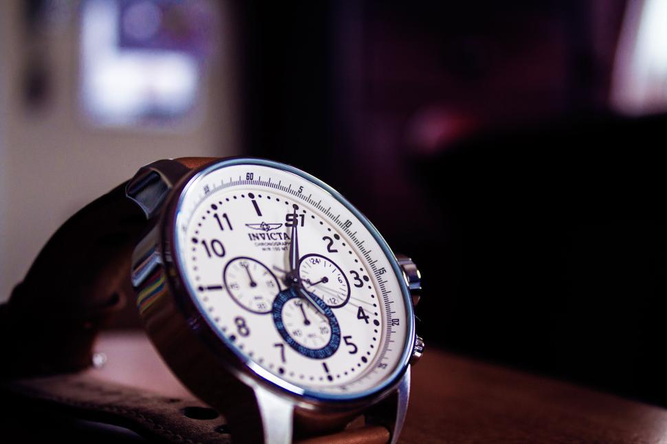Free Stock Photo of Close-up of a luxury wristwatch with leather strap ...