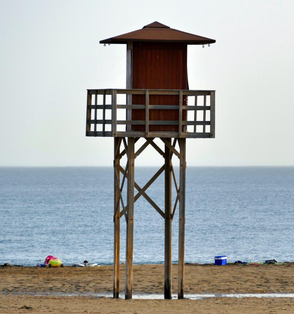 Free Stock Photo of Lifeguard watchtower overlooking a serene beach ...