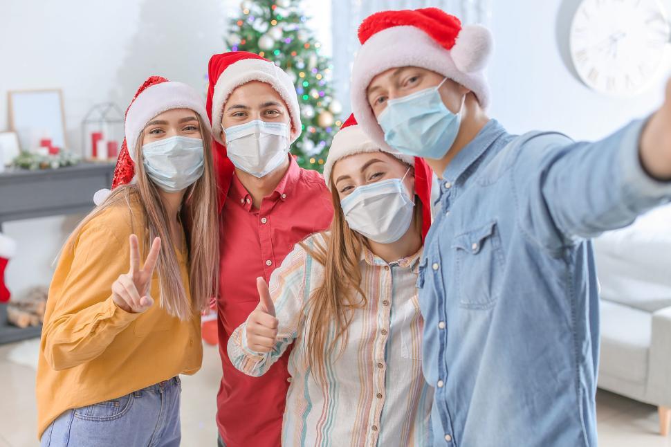 Free Stock Photo of Group selfie during Christmas celebration all ...