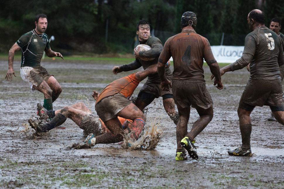 Free Stock Photo of Intense rugby match on a muddy, waterlogged field ...