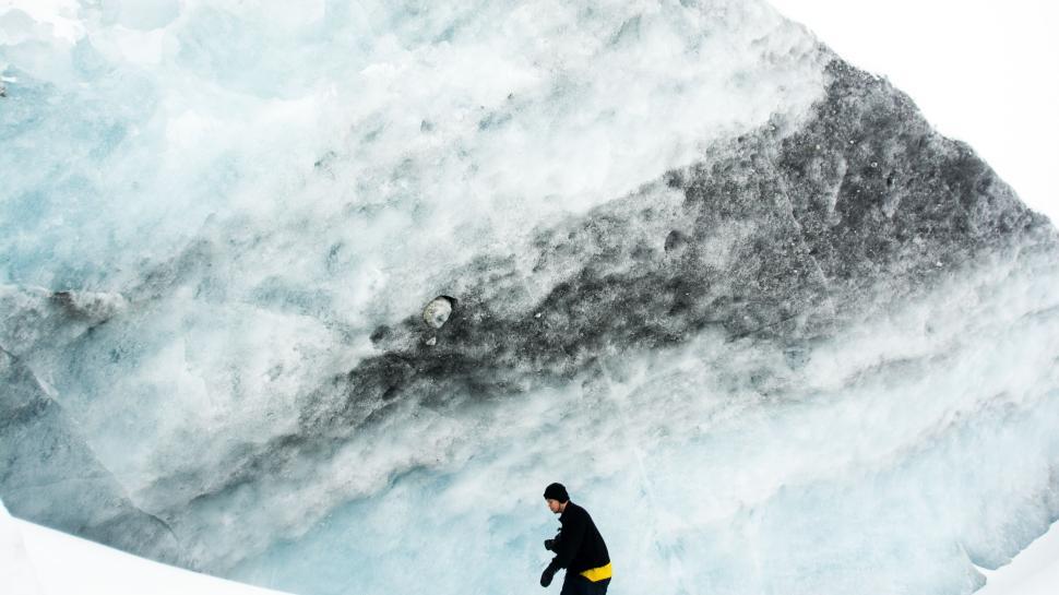 Free Stock Photo of Person walking under an impressive ice formation ...
