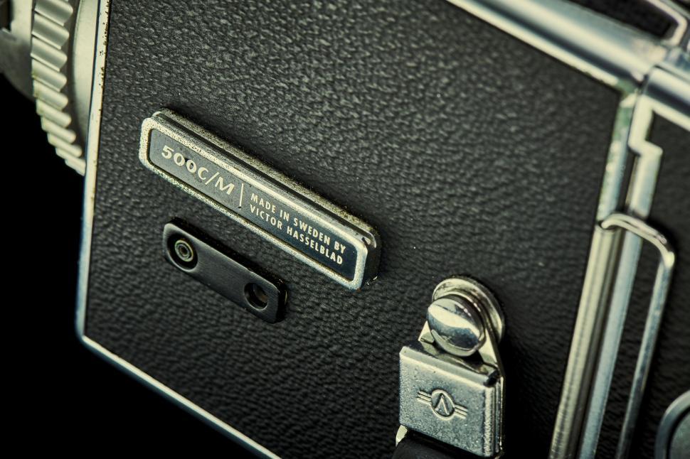 Free Stock Photo of Label on a black vintage camera with made in Sweden ...