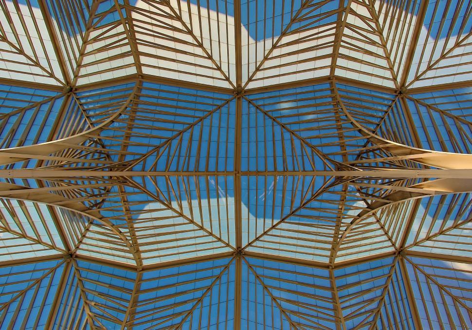 Free Stock Photo of Symmetrical architectural ceiling with geometric ...