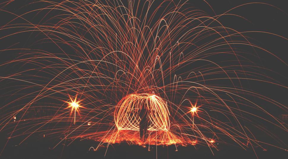 Free Stock Photo of Steel wool light painting creating fiery spark ...