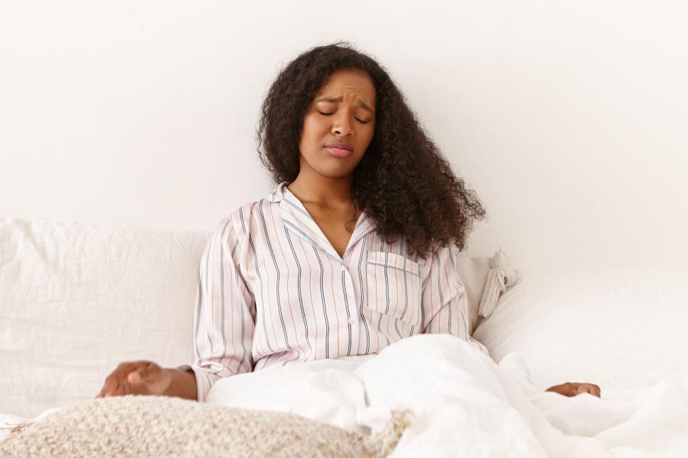 Free Stock Photo of Indoor shot of upset young dark skinned female with ...