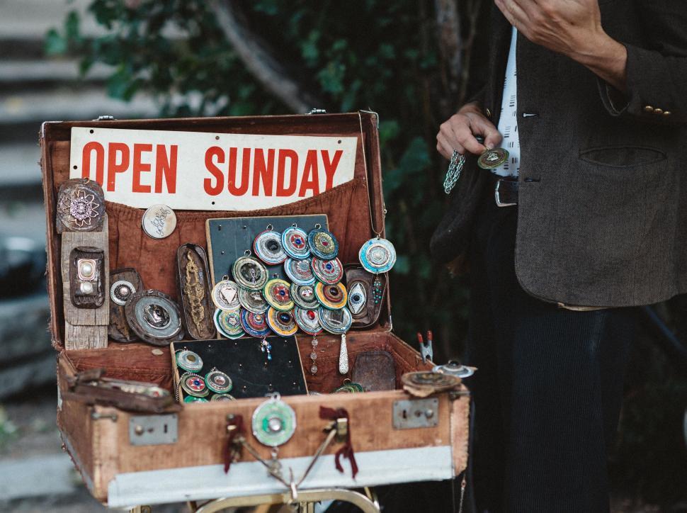 Free Stock Photo of Street market with eclectic collection of brooches ...