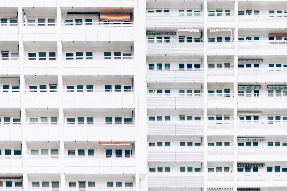 Free Stock Photo of Modern white apartment building with repetitive ...