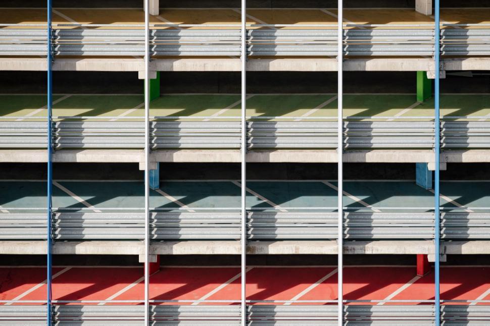 Free Stock Photo of Colorful multi-level concrete parking structure ...