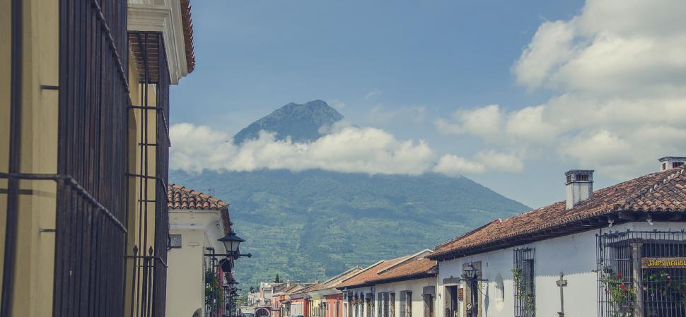 Free Stock Photo of Colonial street view with mountain in the ...