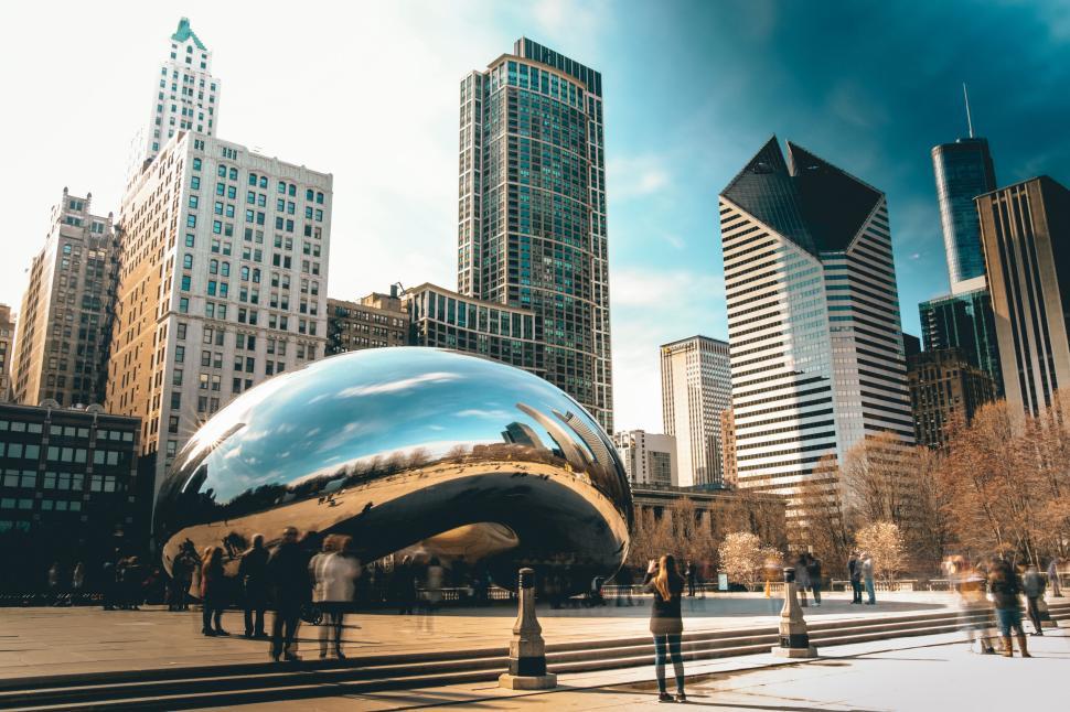 Free Stock Photo of Cloud Gate and Chicago skyline in the background ...
