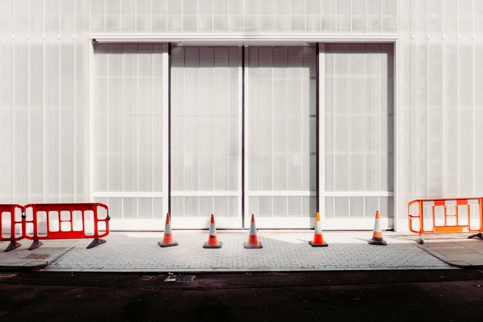 Free Stock Photo of Construction zone barricades and cones outside ...