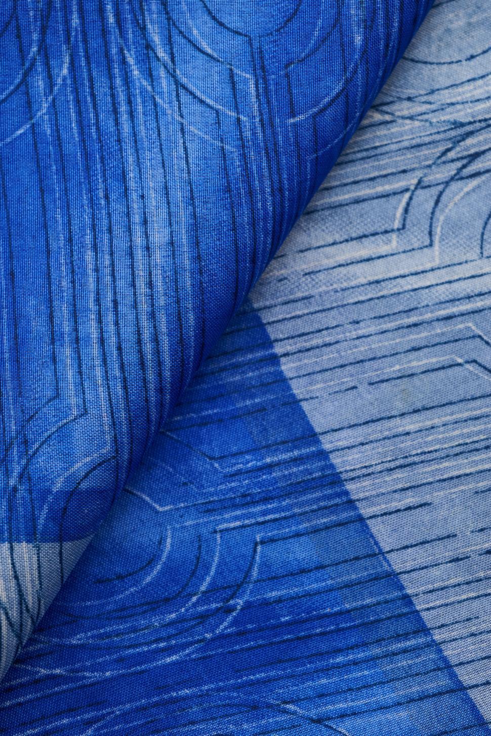 Free Stock Photo of Blue geometric pattern textile folded in a closeup ...