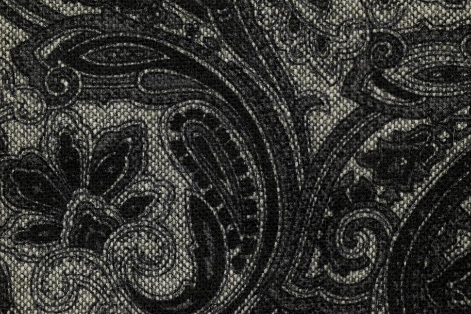 Free Stock Photo of Black and grey paisley pattern textile with ...