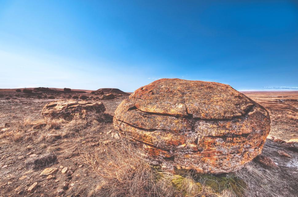 Free Stock Photo of Large rock formation under broad, clear blue skies ...