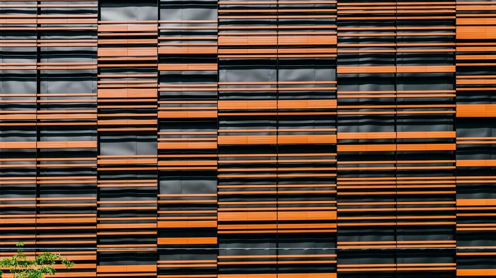 Free Stock Photo of Orange and black striped modern building facade ...